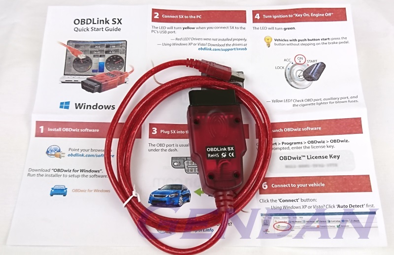 OBDLink SX OBD-II / EOBD Car Diagnostic Interface (USB) with EngineCheck Lite AND OBDWiz Software