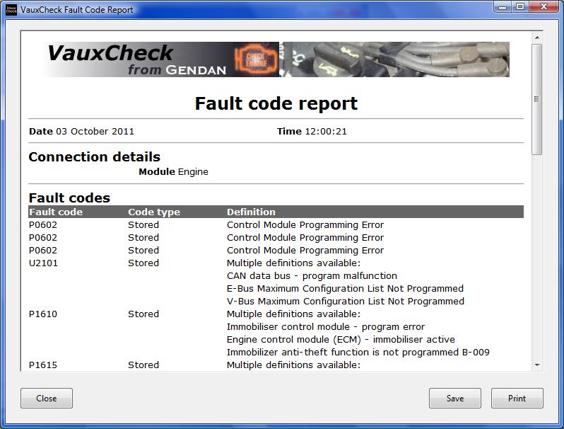 VauxCheck for Vauxhall / Opel fault code reading - Diagnostics software download